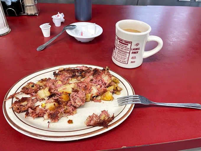 Homemade corned beef hash with those crispy edges that make you understand why people write love songs.