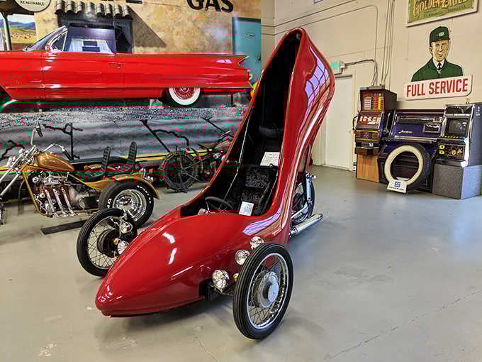 Part sculpture, part vehicle, all conversation starter&mdash;this red beauty redefines what counts as transportation.