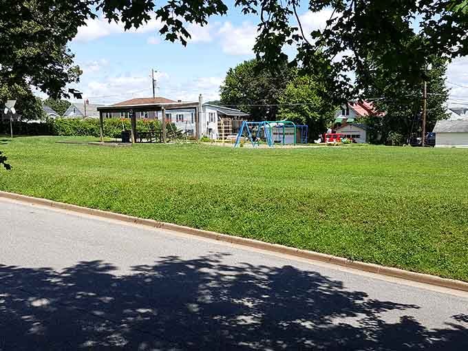 Hammermill Park offers green space and playground equipment that doesn't require a membership fee or parking validation.