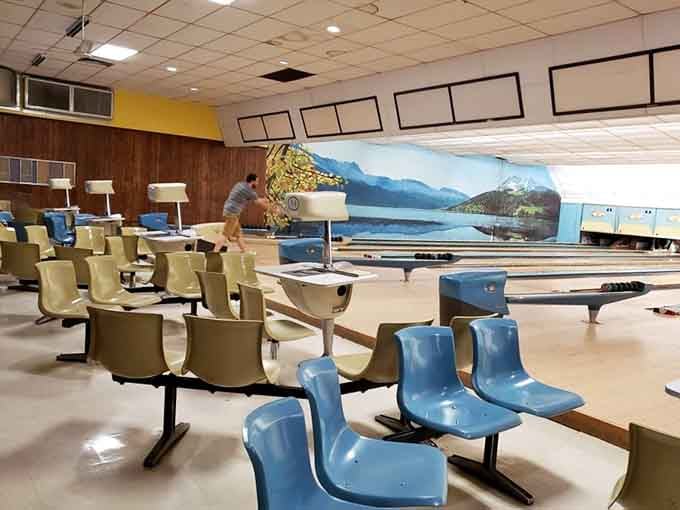 Chairs that have supported generations of bowlers, each one a throne for everyday heroes chasing that perfect game.