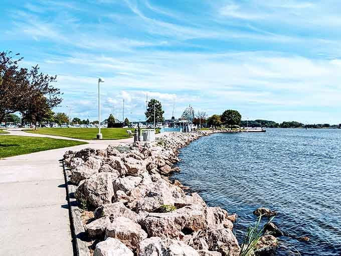 Lake Michigan stretches out like it's got all day, which is exactly the pace you should adopt here too.