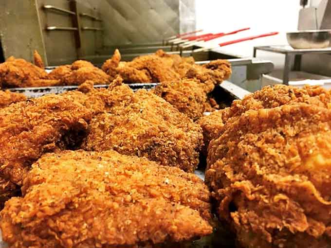Golden, crispy, and glistening with promise &ndash; this is what fried chicken dreams are made of, folks.