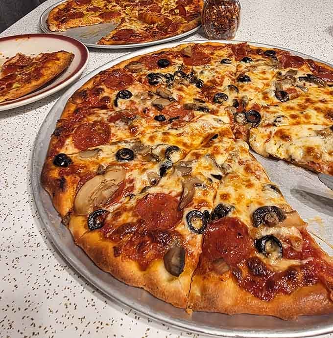 Pizza that looks this good should probably come with a warning label for hungry bystanders nearby.