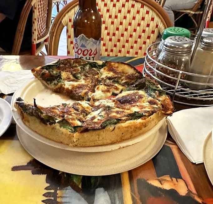 That spinach pizza with its golden, bubbling cheese proves vegetables can be absolutely irresistible when done right.