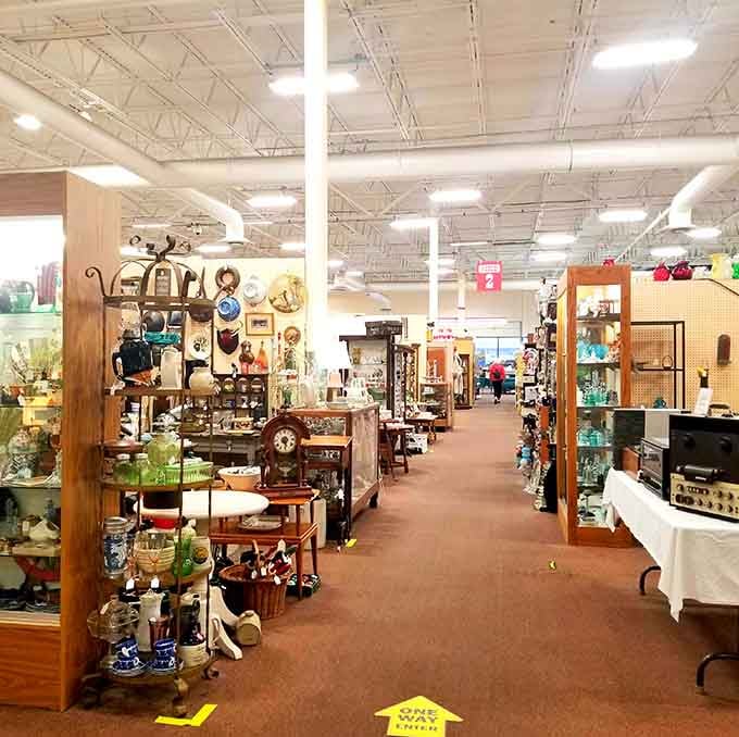 Wide aisles mean you can actually navigate without playing Tetris with your body, unlike some antique malls we could mention.