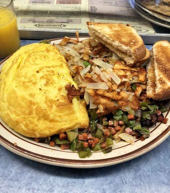 This omelet could feed a small army or one very hungry person who made excellent life choices.