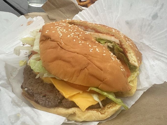 Behold: a cheeseburger that understands the assignment and brought extra credit for good measure.