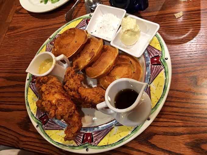 Chicken and waffles so good, they'll make you reconsider every breakfast choice you've ever made.