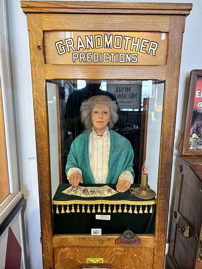 Grandmother knows your future for just two quarters. Her predictions are delightfully vague and wonderfully entertaining.