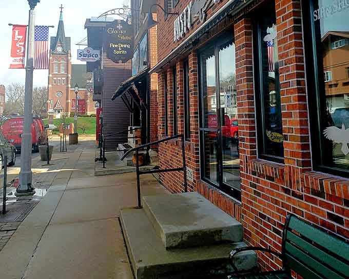 Brick storefronts wear their Swiss heritage proudly, like your aunt wearing her best dirndl to Oktoberfest.