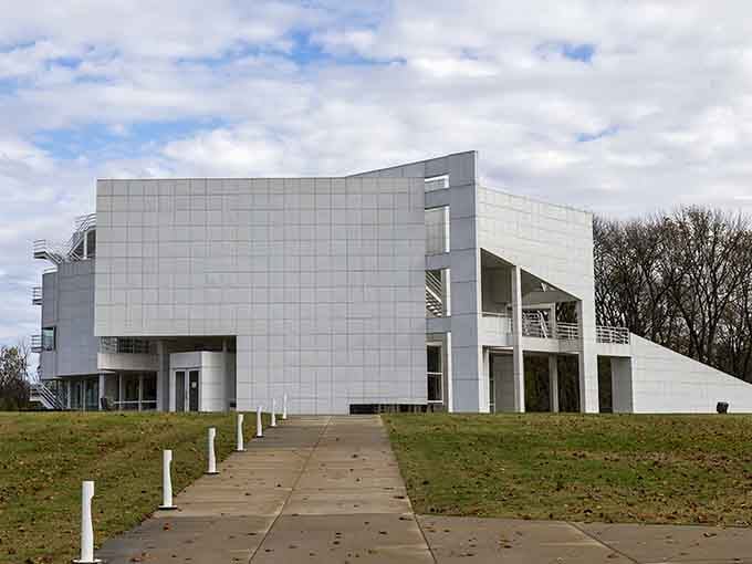 The Atheneum looks like the future crashed into the past and decided to stay for coffee.