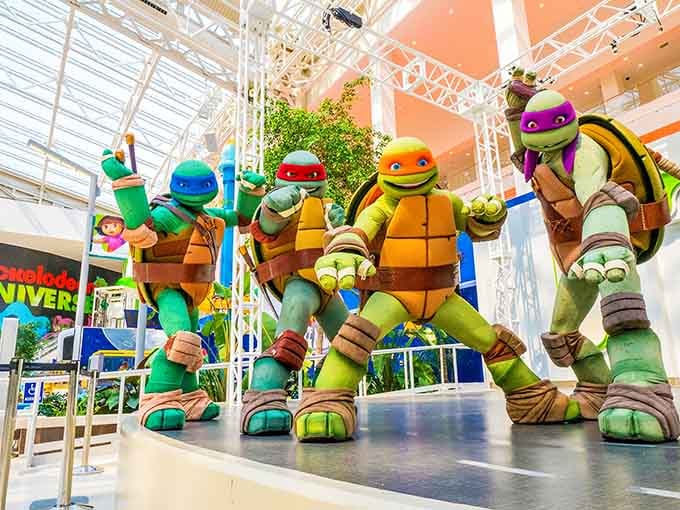 The Teenage Mutant Ninja Turtles stand ready to pose, proving heroes really do come in half shells.