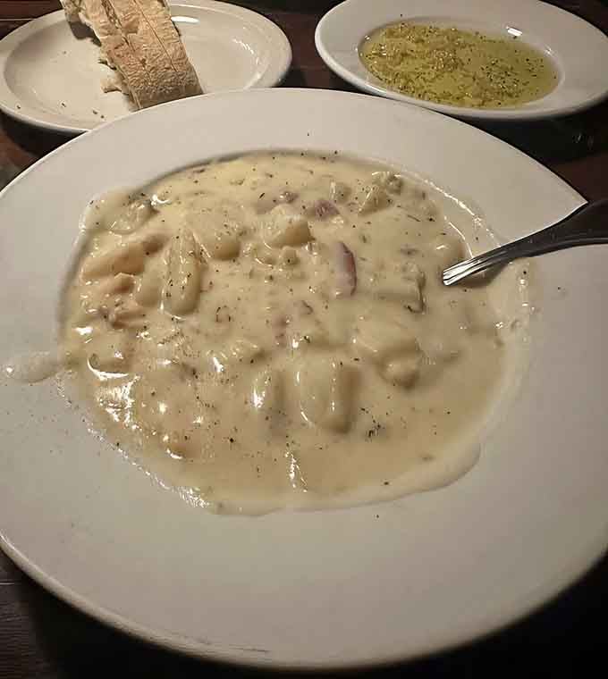 This clam chowder is so thick and creamy, your spoon could practically stand up and salute.