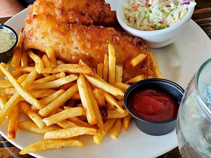 Golden, crispy fish and chips that prove sometimes the classics become classics for very good reasons indeed.