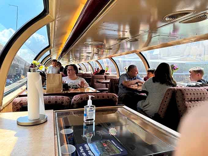 The dome car transforms every passenger into a VIP with panoramic views that'll make your neck hurt from looking everywhere.
