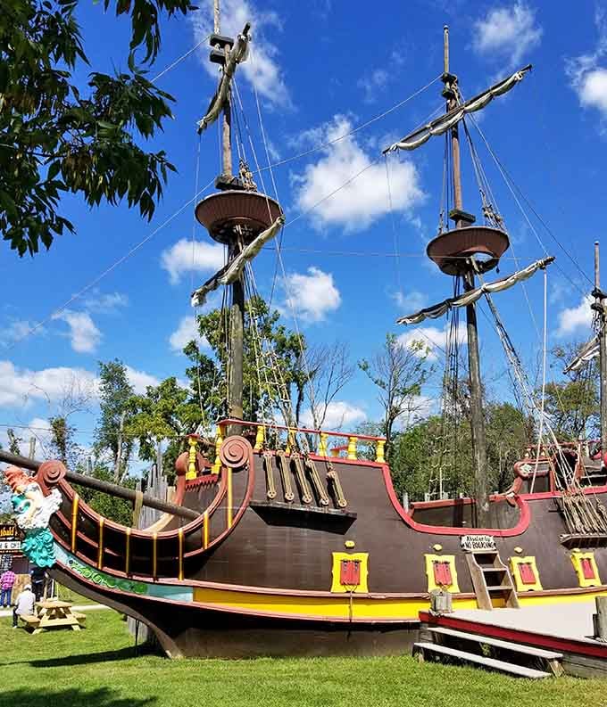 This pirate ship sits landlocked in Ohio, reminding us that adventure doesn't require an ocean nearby.