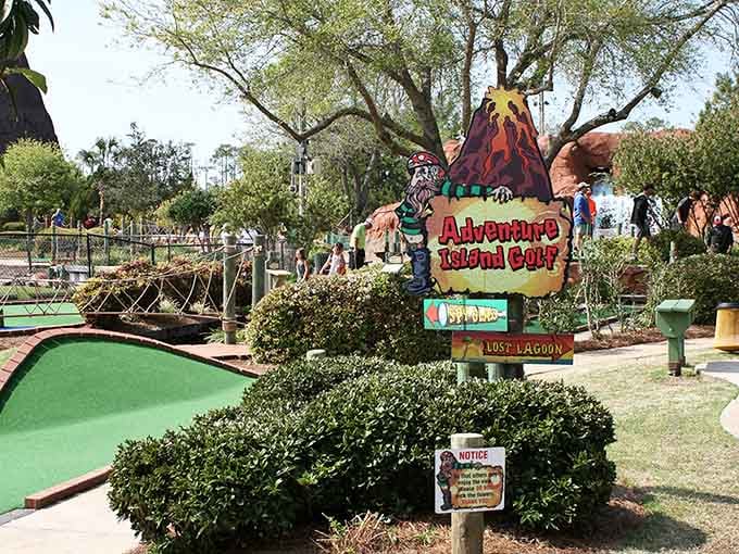 Adventure Island's colorful mini-golf course proves retirement doesn't mean giving up on a little friendly competition and fun.