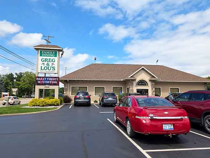 Greg & Lou's sits ready to serve the kind of family dining that built America's restaurant culture.