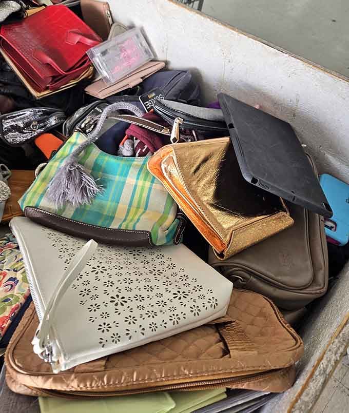 One person's forgotten handbag collection becomes your next fashion statement for less than lunch money.