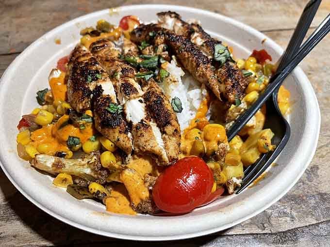 The Caribbean Bowl brings island vibes to your table, complete with enough color to make a sunset jealous.