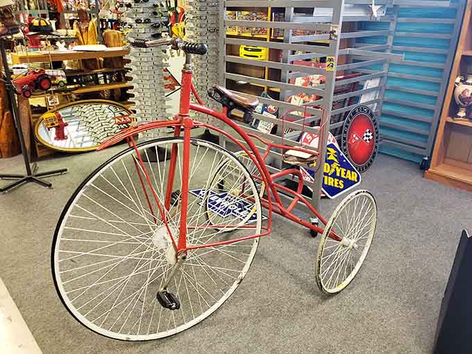 That vintage tricycle has seen more driveways than your mail carrier and has stories it'll never tell.