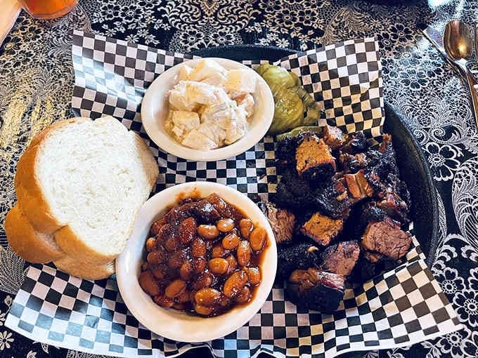 Burnt ends, creamy potato salad, and smoky baked beans prove that the supporting cast can steal the show too.