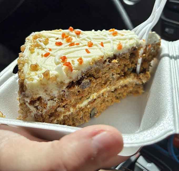 Behold the legend itself: layers of moist carrot cake with cream cheese frosting that's earned cult status.