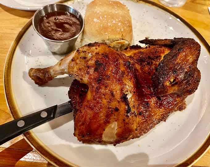 Golden, crispy, and glistening like it just won a beauty pageant, this rotisserie chicken knows exactly what it's doing.