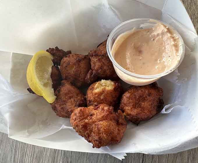 Golden conch fritters with that perfect crunch-to-tender ratio that'll make you forget you ordered anything else as your appetizer.