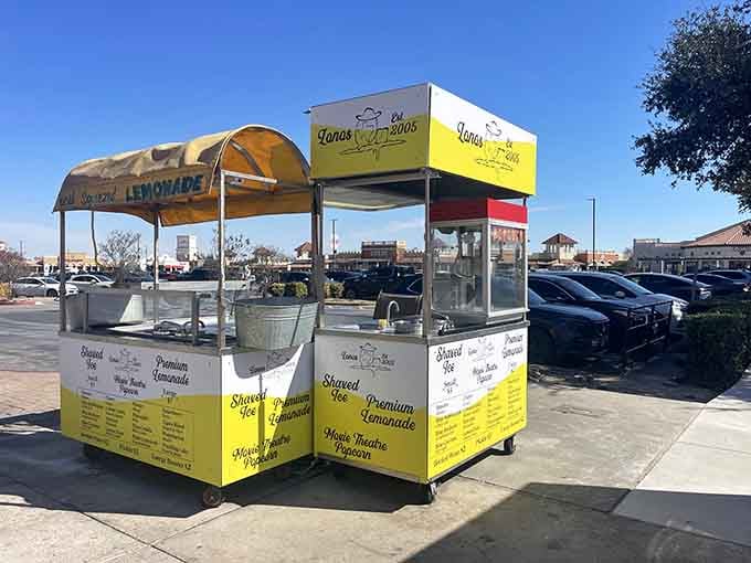 Fresh lemonade stands brighten the shopping experience, because even deal hunters need refreshment under that Texas sun.