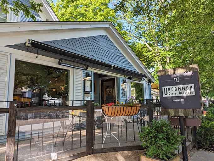 Uncommon Coffee Roasters knows that great coffee and outdoor seating make for the perfect people-watching combination on a sunny day.