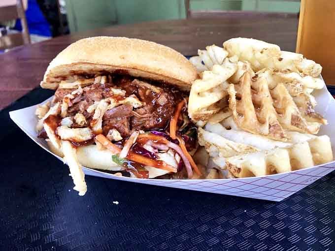 This BBQ jackfruit sandwich with crispy fries shows that theme park food has seriously upped its game.