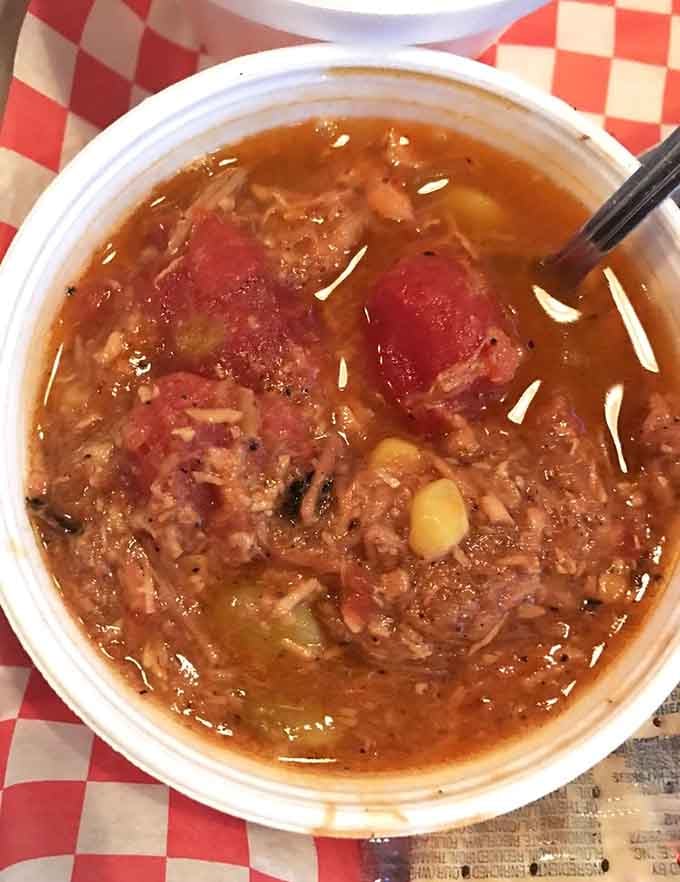 Behold the Brunswick stew that launched a thousand return trips, thick and hearty like comfort in a bowl.