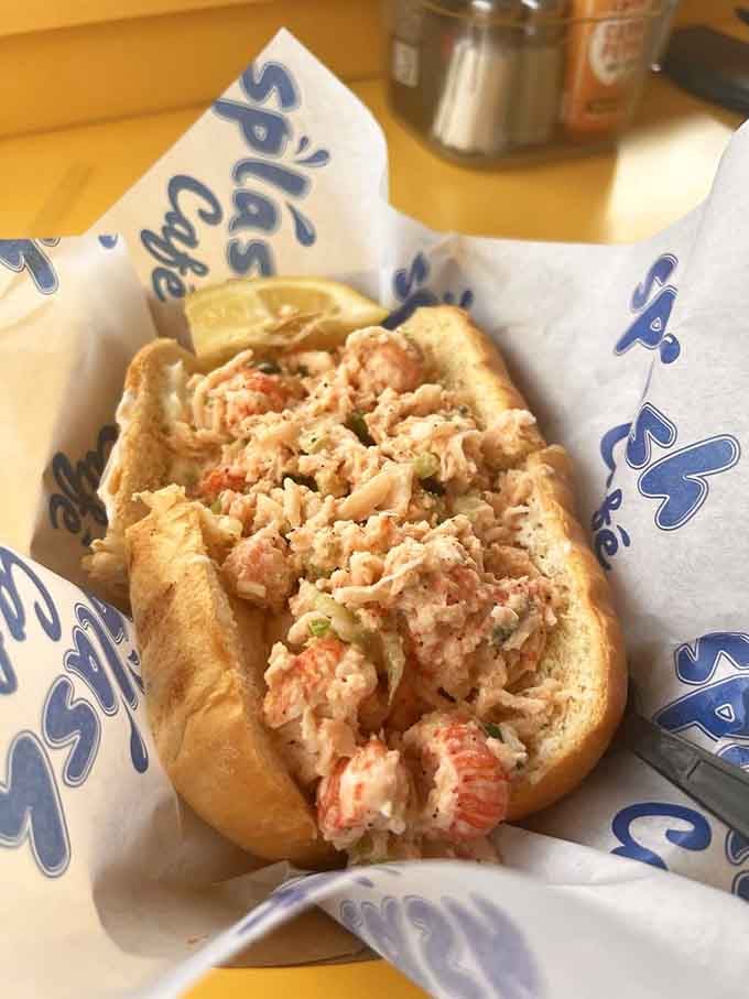 The lobster roll arrives overflowing with sweet meat, making you wonder why anyone orders anything else until next time.
