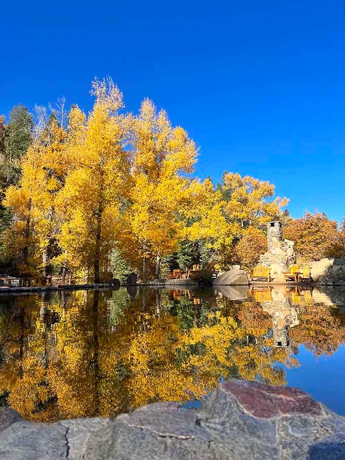 Autumn reflections at Old Town Hot Springs create mirror images that'll make your Instagram followers deeply jealous.