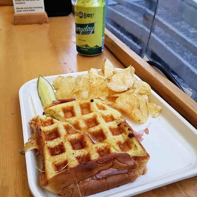 Behold the waffle iron miracle: golden grids of crispy perfection hiding rivers of melted cheese that stretch for days.