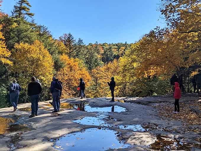 Even with company, these autumn views make you understand why people drive hours for colorful leaves.