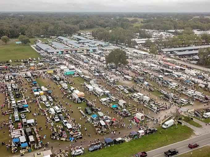 From above, it looks like a small city dedicated entirely to the noble pursuit of finding cool stuff.