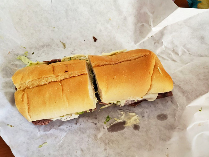 Roast beef and cheese on a fresh roll, proving that perfection doesn't require a complicated recipe.