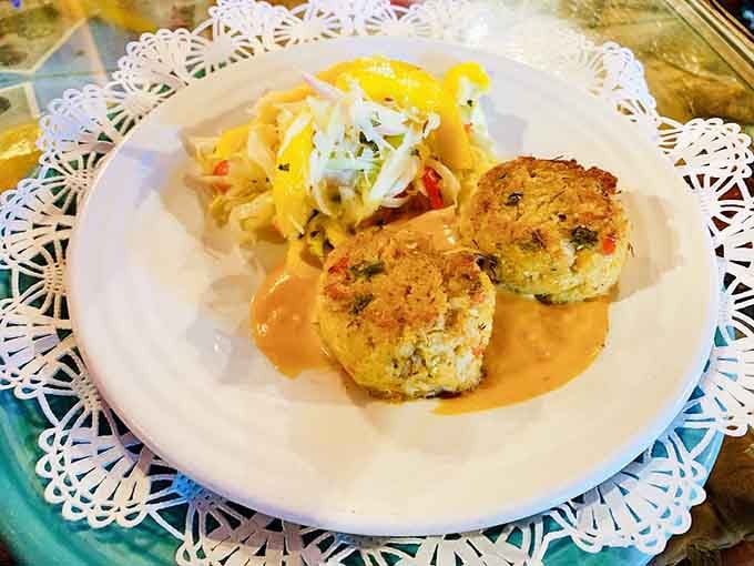 These golden crab cakes arrive with a tangy sauce that'll make you forget every boring seafood dinner.