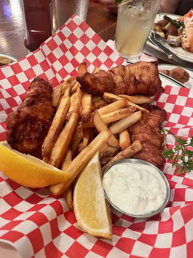 Fish and chips with a Southern accent, because even British classics get better below the Mason-Dixon line.