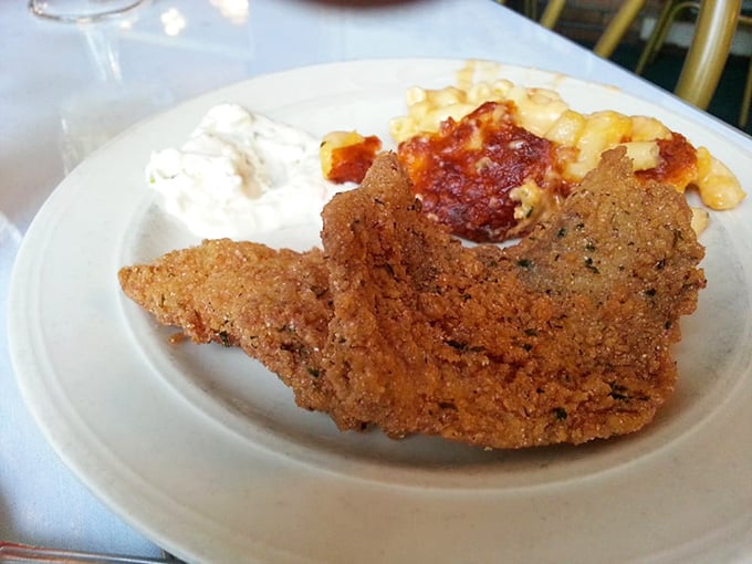 Fried tilapia with mac and cheese proves that Southern cooks know exactly what belongs on a proper plate.