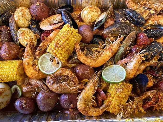 When your seafood boil looks like a treasure chest exploded on your table, you know you're in the right place.