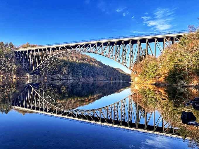 The French King Bridge spans the Connecticut River like a steel rainbow connecting two worlds of beauty.