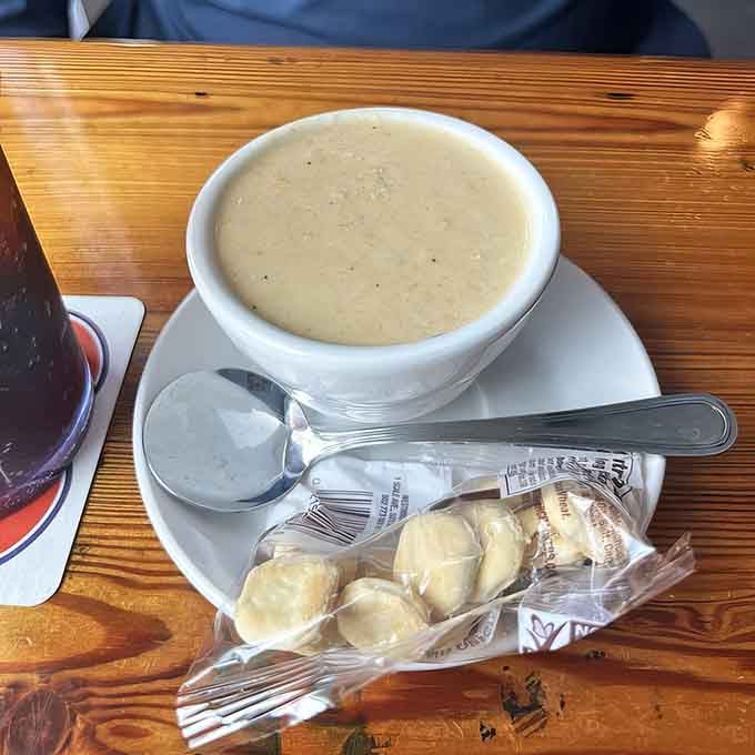 She-crab soup so creamy and rich, it's basically a warm hug in a bowl with crackers.