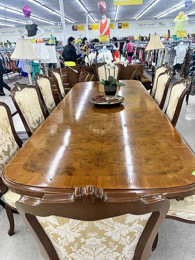 This gorgeous dining table is just sitting there waiting to host your next family dinner gathering.