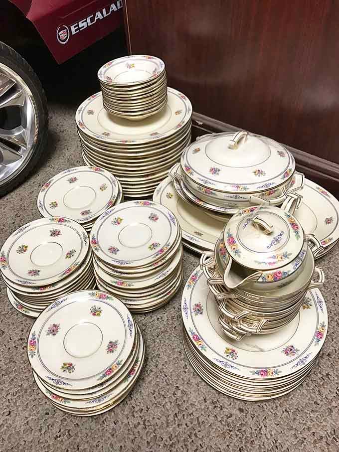 Complete china sets that would make your grandmother weep with joy, all waiting for their next dinner party.