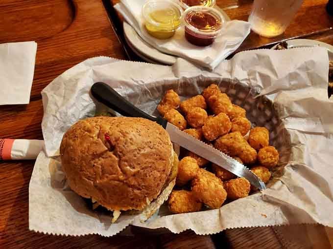 That burger comes with tater tots because sometimes the simple pleasures are the best ones.