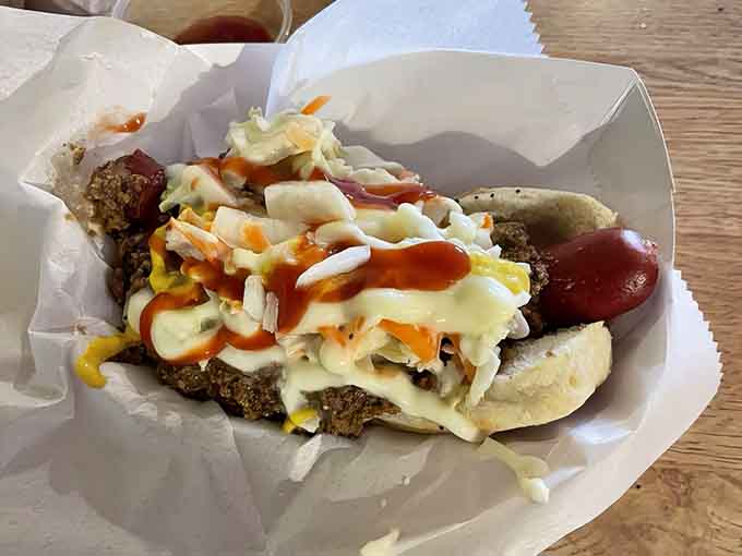 The Carolina Slaw Dog brings Southern charm to Minneapolis, proving regional specialties can coexist in delicious harmony.