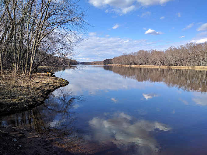 The St. Croix River mirrors the sky so perfectly, you'll question which way is up in this serene scene.